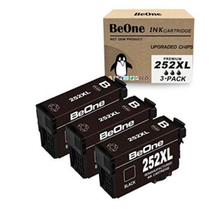 beone remanufactured ink cartridges replacement for epson 252xl 252 xl t252 t252xl to use with workforce wf-3620 wf-3630 wf-3640 wf-7110 wf-7210 wf-7610 wf-7620 wf-7710 wf-7720 printer (3 black)