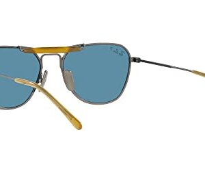 Ray-Ban RB8064 Titanium Aviator Sunglasses, Demi Gloss Pewter/Blue Polarized, 53 mm