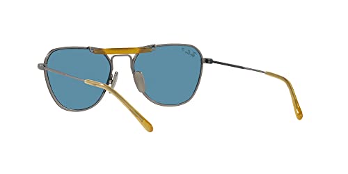 Ray-Ban RB8064 Titanium Aviator Sunglasses, Demi Gloss Pewter/Blue Polarized, 53 mm