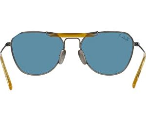 Ray-Ban RB8064 Titanium Aviator Sunglasses, Demi Gloss Pewter/Blue Polarized, 53 mm