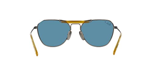 Ray-Ban RB8064 Titanium Aviator Sunglasses, Demi Gloss Pewter/Blue Polarized, 53 mm