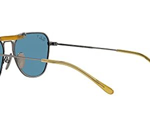 Ray-Ban RB8064 Titanium Aviator Sunglasses, Demi Gloss Pewter/Blue Polarized, 53 mm