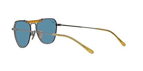 Ray-Ban RB8064 Titanium Aviator Sunglasses, Demi Gloss Pewter/Blue Polarized, 53 mm