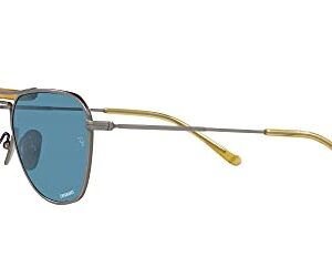 Ray-Ban RB8064 Titanium Aviator Sunglasses, Demi Gloss Pewter/Blue Polarized, 53 mm