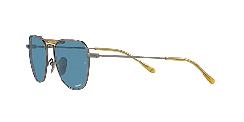 Ray-Ban RB8064 Titanium Aviator Sunglasses, Demi Gloss Pewter/Blue Polarized, 53 mm