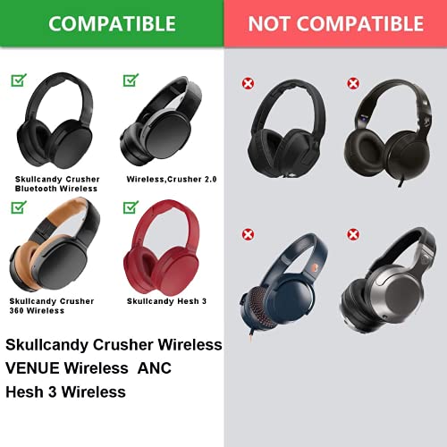 for Skullcandy Hesh 3 Ear Pads BUTIAO Replacement Protein Leather Memory Foam Earpads Ear Cushion Repair Parts Compatible with Skullcandy Crusher Hesh 3 3.0 Hesh3 Venue Wireless ANC Headphones - Black