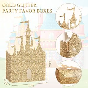 20 Pieces Gold Castle Box Princess Candy Glitter Favor Treat Boxes Party Decorations Baby Shower Wedding Supplies