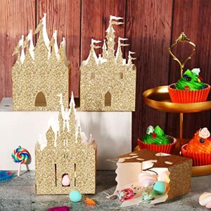 20 Pieces Gold Castle Box Princess Candy Glitter Favor Treat Boxes Party Decorations Baby Shower Wedding Supplies