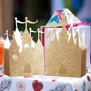 20 Pieces Gold Castle Box Princess Candy Glitter Favor Treat Boxes Party Decorations Baby Shower Wedding Supplies