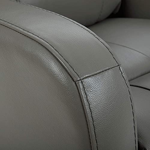 CHITA Genuine Leather Power Swivel Glider Recliner Chair,USB Charge Manual Headrest Double Layer Backrest Truck armrest Recliner Chair Sofa for Living Room and Nursery-Haze