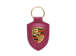 porsche crest keyring ruby star red leather for keyfob keychain