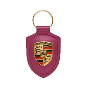 Porsche Crest Keyring Ruby Star Red Leather for Keyfob Keychain