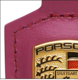 Porsche Crest Keyring Ruby Star Red Leather for Keyfob Keychain