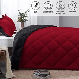 Basic Beyond King Size Comforter Set - Red and Black Comforter Set King, Reversible King Bed Comforter Set for All Seasons, 1 Comforter (104"x92") and 2 Pillow Shams (20"x36"+2")