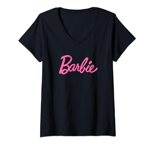 Barbie Classic Pink Logo V-Neck T-Shirt