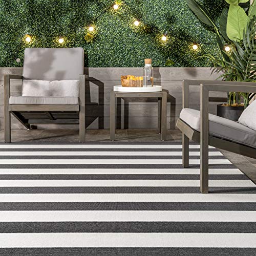 nuLOOM Christa Striped Indoor/Outdoor Area Rug, 5x8, Black