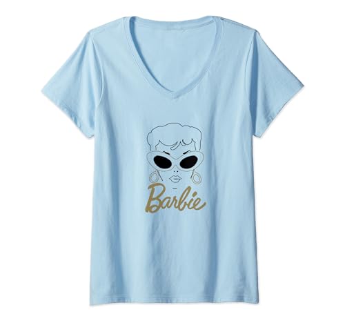 Barbie Vintage Gold Glasses V-Neck T-Shirt