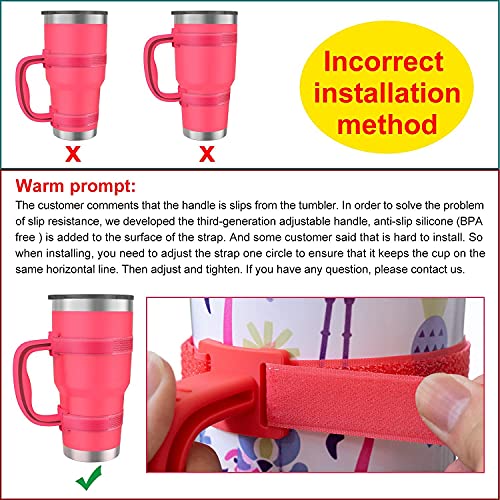 Yoelike 11 Colors New Upgrade Anti-Slip Adjustable Handle Fit for 20 Oz to 44 Oz of YETI, RTIC, Ozark Trail, Simple Modern, SIC, SUNWILL, Tervis All Brand Travel Tumbler Cup Mug (Red)