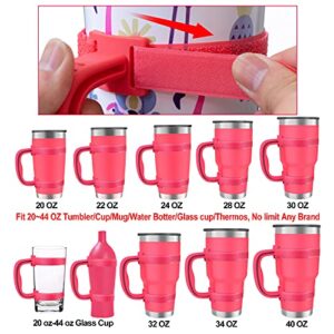 Yoelike 11 Colors New Upgrade Anti-Slip Adjustable Handle Fit for 20 Oz to 44 Oz of YETI, RTIC, Ozark Trail, Simple Modern, SIC, SUNWILL, Tervis All Brand Travel Tumbler Cup Mug (Red)