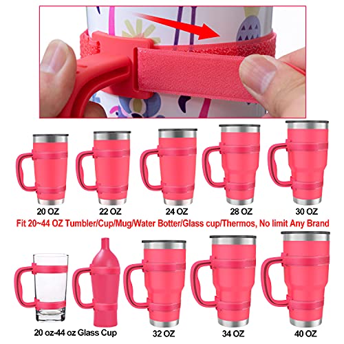 Yoelike 11 Colors New Upgrade Anti-Slip Adjustable Handle Fit for 20 Oz to 44 Oz of YETI, RTIC, Ozark Trail, Simple Modern, SIC, SUNWILL, Tervis All Brand Travel Tumbler Cup Mug (Red)