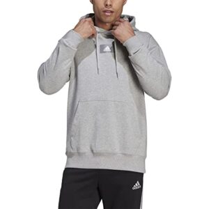 adidas men's essentials feelvivid hoodie, medium grey heather, small