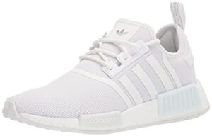 adidas originals womens nmd_r1's sneaker, white/white/silver metallic, 7.5 us