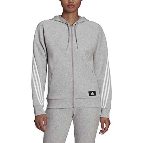 adidas Women's Sportswear Future Icon 3-Stripes Hooded Tracktop, Medium Grey Heather