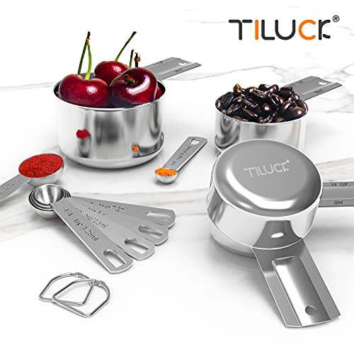 TILUCK Stainless Steel Measuring Cups & Spoons Set, Cups and Spoons,Kitchen Gadgets for Cooking & Baking