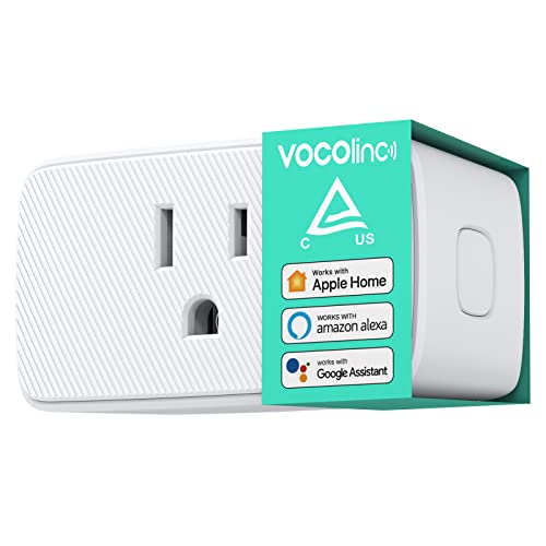 VOCOlinc Homekit Smart Plug Works with Alexa, Apple Home, Google Assistant, WiFi Smart Plug That Work with Alexa, Electrical Timer Outlet Support Siri, No Hub Required, 15A, 2.4GHz, 110～120V (1 Pack)