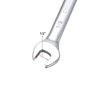 uxcell 1/2 Inch Ratcheting Combination Wrench SAE 72 Teeth 12 Point Ratchet Box Ended Spanner Tools, Cr-V