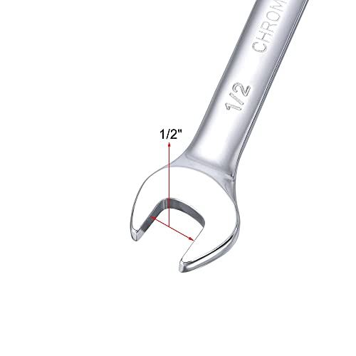 uxcell 1/2 Inch Ratcheting Combination Wrench SAE 72 Teeth 12 Point Ratchet Box Ended Spanner Tools, Cr-V