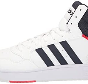 adidas Adult Hoops 3.0 Mid White/Legend Ink/Vivid Red 9