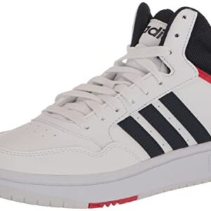 adidas Adult Hoops 3.0 Mid White/Legend Ink/Vivid Red 9