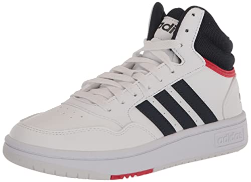 adidas Adult Hoops 3.0 Mid White/Legend Ink/Vivid Red 9