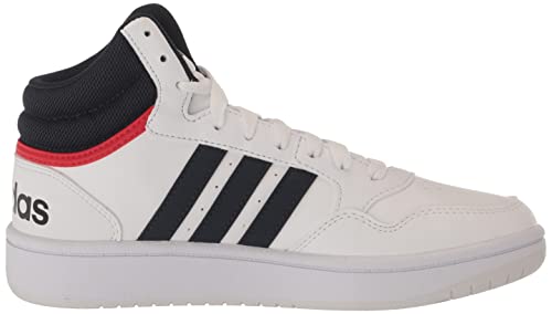 adidas Adult Hoops 3.0 Mid White/Legend Ink/Vivid Red 9