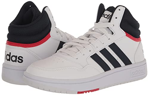 adidas Adult Hoops 3.0 Mid White/Legend Ink/Vivid Red 9