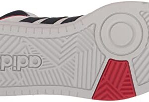 adidas Adult Hoops 3.0 Mid White/Legend Ink/Vivid Red 9