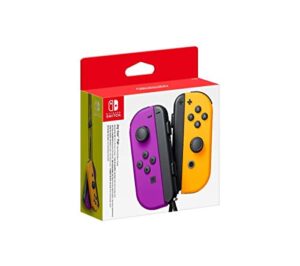 nintendo joy-con (l/r) wireless controllers for nintendo switch - neon purple / neon orange (renewed)