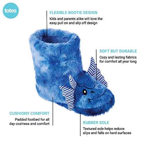 totes Girls Boys Kids Warm Soft Lightweight Washable Toddler Child Boot Slipper with Cute Animal design, Non-Slip Rubber Sole