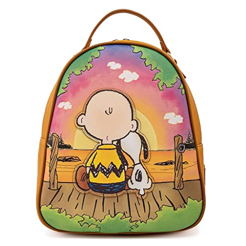 Loungefly Peanuts Charlie and Snoopy Sunset Womens Double Strap Shoulder Bag Purse