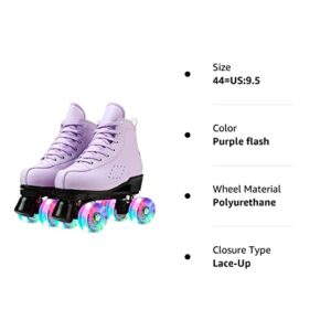 Risup Roller Skates for Women and Men Cowhide High Top Shoes Classic Double Row Roller Skates Four Wheel Roller Skates for Men Girls Unisex Purple Flash,35 US 5