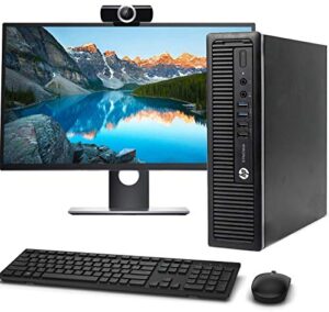 hp 800 g1 usff computer desktop pc, intel core i5 3.2ghz processor, 8gb ram, 250gb hard drive, wifi | bluetooth, 1080p webcam, wireless keyboard & mouse, 20 inch monitor, windows 10 (renewed)