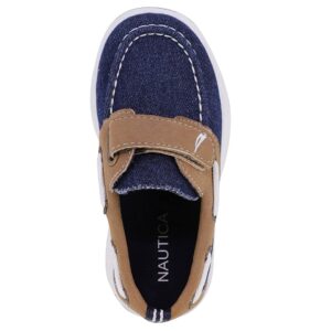 Nautica Kids Boys Loafers Casual One Strap Boat Shoes for Toddler Little Kid-Teton Toddler-Denim Tan Size-5