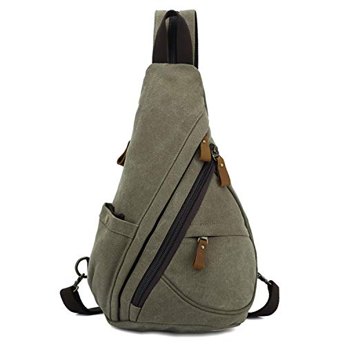 H HIKKER-LINK Sling Bag Small Crossbody Backpack Shoulder Casual Daypack Chest Bag For Outdoor Cycling Hiking Travel Armygreen