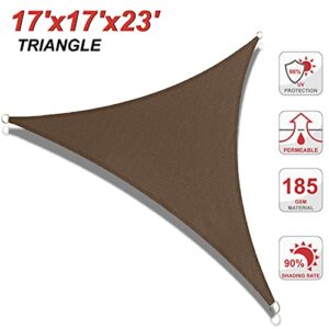 ABCCANOPY Sun Shade Sail, 17'x17'x23' UV Block Canopy Sun Awning for Patio, Deck, Backyard (Brown)