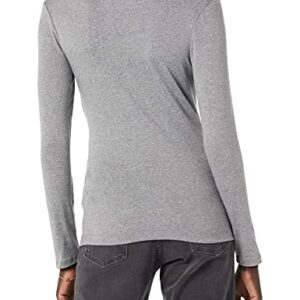 Amazon Essentials Women's Ribbed Knit Long Sleeve Henley Slim Fit T-Shirt, Grey Heather, X-Small