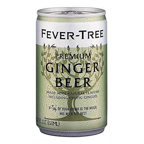 Fever Tree Ginger Beer - Premium Quality Mixer - Refreshing Beverage for Cocktails & Mocktails. Naturally Sourced Ingredients, No Artificial Sweeteners or Colors - 150 ML Cans - Pack of 24