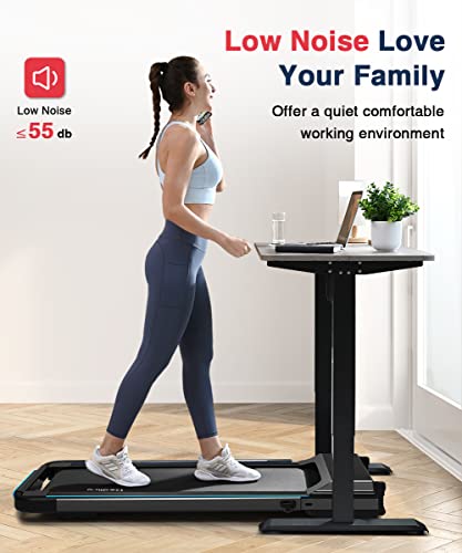 REDLIRO Under Desk Treadmill, 2 in 1 Motorized Portable Foldable Treadmill Compact Fold Up Walking Pad, Sturdy Folding Treadmill for Small Space with Remote Control, LED Display for Home & Office Use