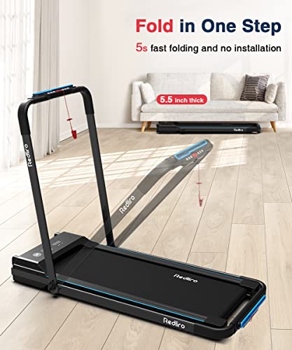 REDLIRO Under Desk Treadmill, 2 in 1 Motorized Portable Foldable Treadmill Compact Fold Up Walking Pad, Sturdy Folding Treadmill for Small Space with Remote Control, LED Display for Home & Office Use