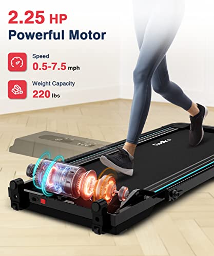 REDLIRO Under Desk Treadmill, 2 in 1 Motorized Portable Foldable Treadmill Compact Fold Up Walking Pad, Sturdy Folding Treadmill for Small Space with Remote Control, LED Display for Home & Office Use